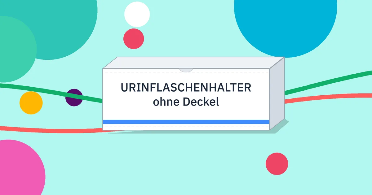 Symbolbild: Packung mit der Aufschrift URINFLASCHENHALTER ohne Deckel (PZN 01040243) – Verfügbarkeit und Bezug in Apotheken in Frankfurt am Main