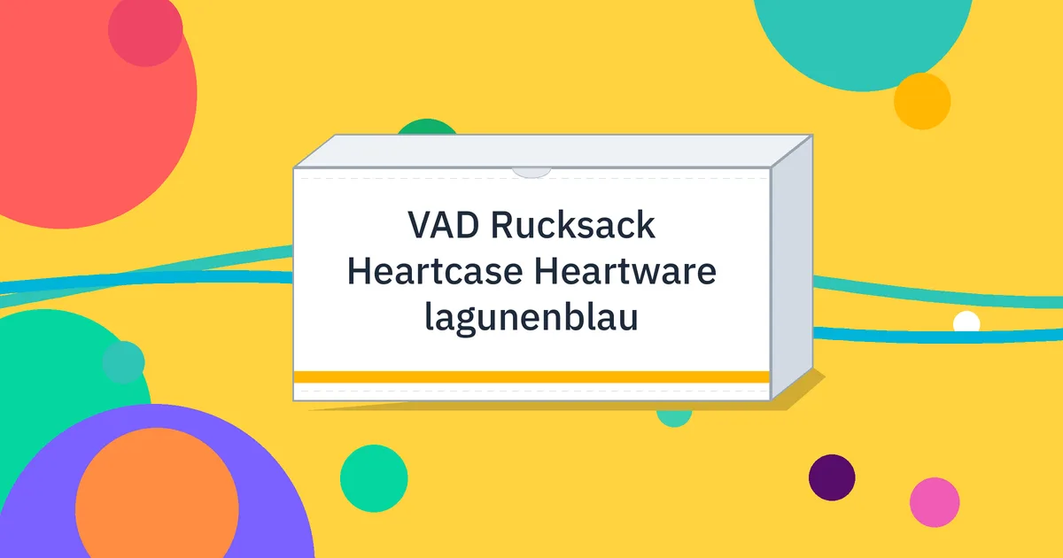 Symbolbild: Packung mit der Aufschrift VAD Rucksack Heartcase Heartware lagunenblau (PZN 18500039) – Verfügbarkeit und Bezug in Apotheken in Frankfurt am Main