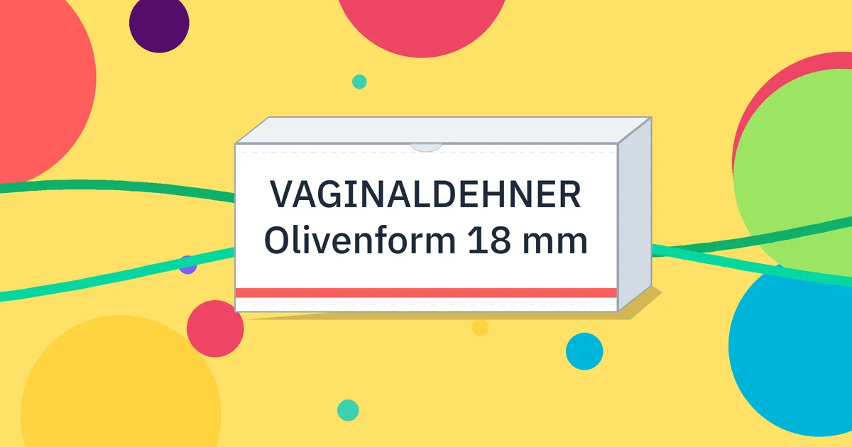 Symbolbild: Packung mit der Aufschrift VAGINALDEHNER Olivenform 18 mm (PZN 16356874) – Verfügbarkeit und Bezug in Apotheken in Frankfurt am Main