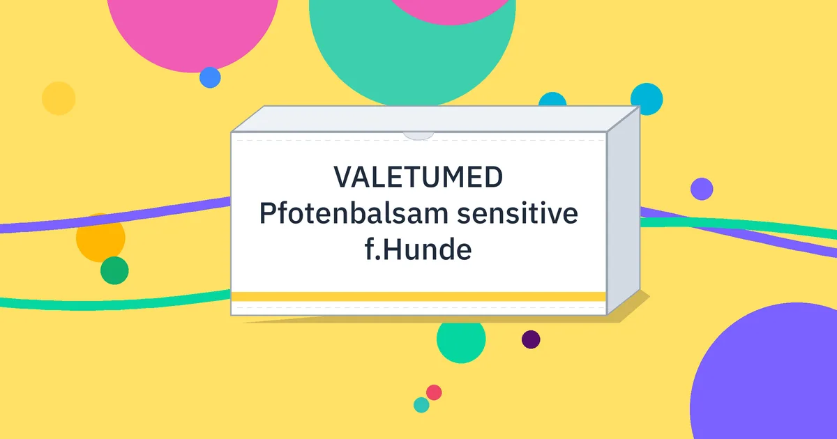 Symbolbild: Packung mit der Aufschrift VALETUMED Pfotenbalsam sensitive f.Hunde (PZN 20189502) – Verfügbarkeit und Bezug in Apotheken in Frankfurt am Main