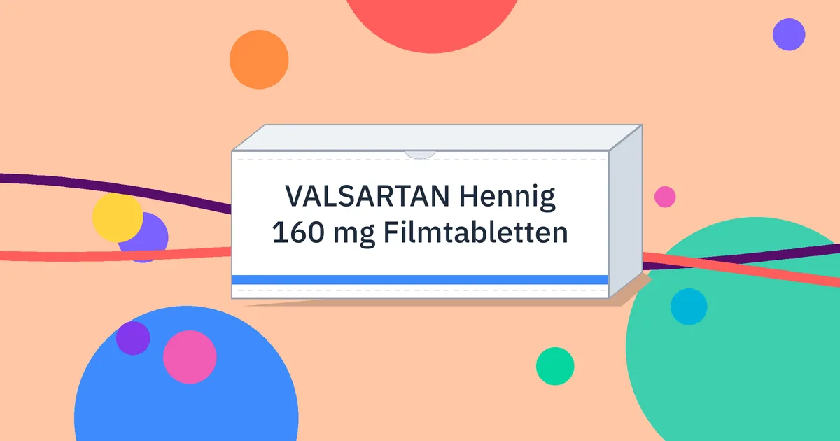 Symbolbild: Packung mit der Aufschrift VALSARTAN Hennig 160 mg Filmtabletten (PZN 09067230) – Verfügbarkeit und Bezug in Apotheken in Frankfurt am Main