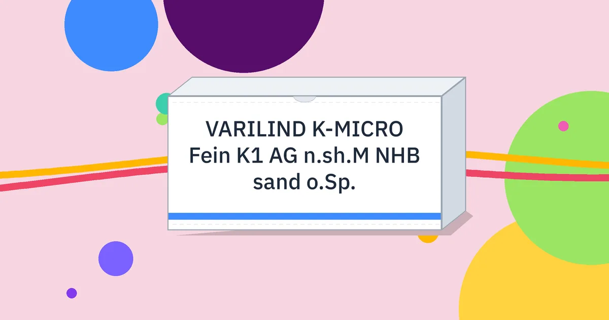 Symbolbild: Packung mit der Aufschrift VARILIND K-MICRO Fein K1 AG n.sh.M NHB sand o.Sp. (PZN 20554574) – Verfügbarkeit und Bezug in Apotheken in Frankfurt am Main