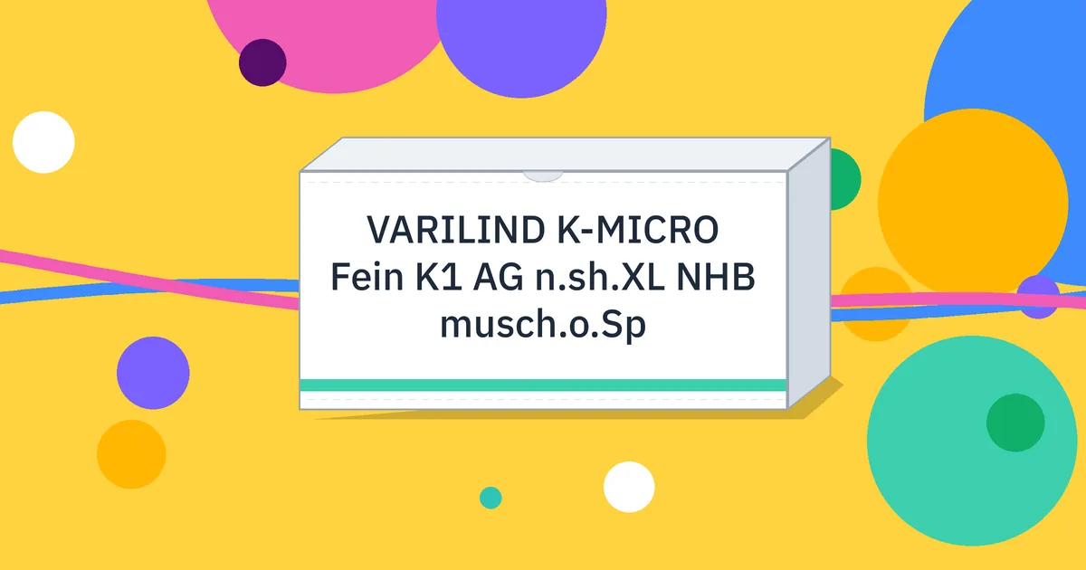 Symbolbild: Packung mit der Aufschrift VARILIND K-MICRO Fein K1 AG n.sh.XL NHB musch.o.Sp (PZN 20618564) – Verfügbarkeit und Bezug in Apotheken in Frankfurt am Main