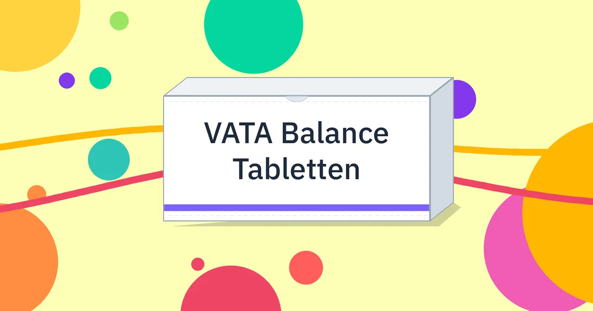 Symbolbild: Packung mit der Aufschrift VATA Balance Tabletten (PZN 10826250) – Verfügbarkeit und Bezug in Apotheken in Frankfurt am Main