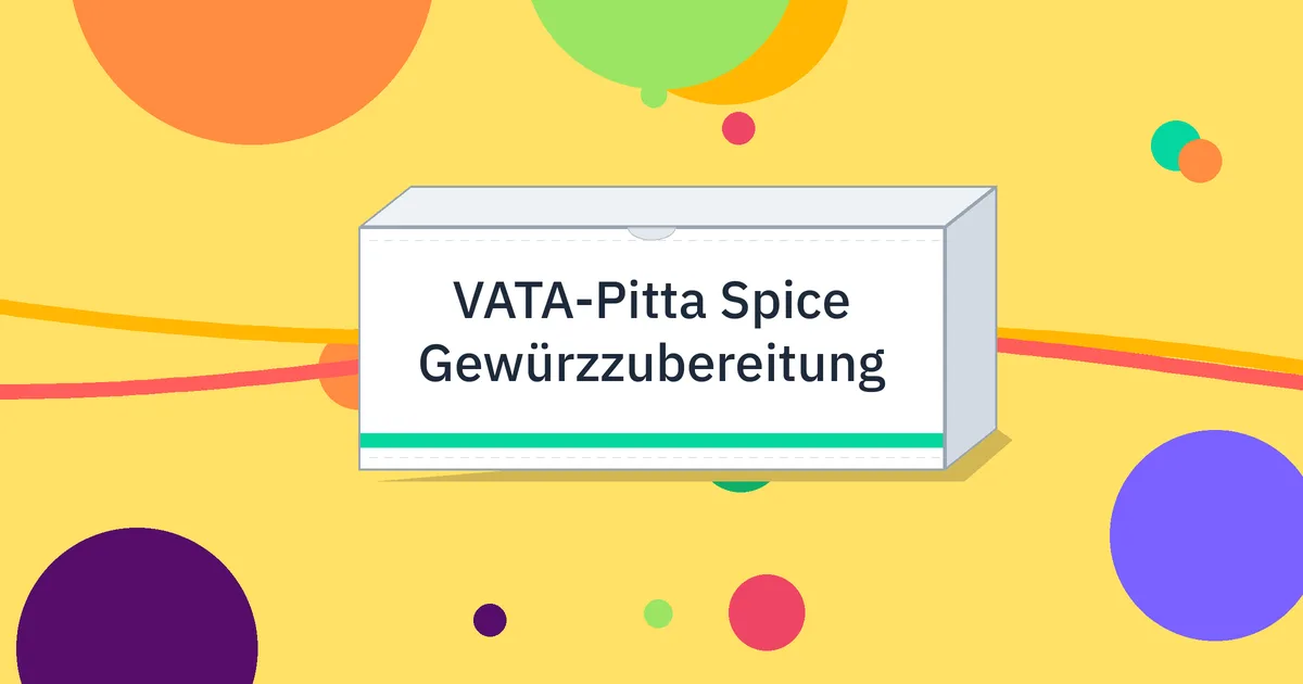 Symbolbild: Packung mit der Aufschrift VATA-Pitta Spice Gewürzzubereitung (PZN 17992141) – Verfügbarkeit und Bezug in Apotheken in Frankfurt am Main