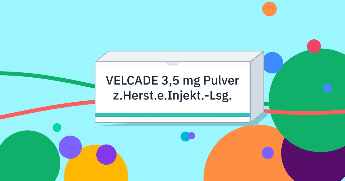 Symbolbild: Packung mit der Aufschrift VELCADE 3,5 mg Pulver z.Herst.e.Injekt.-Lsg. (PZN 12432874) – Verfügbarkeit und Bezug in Apotheken in Frankfurt am Main