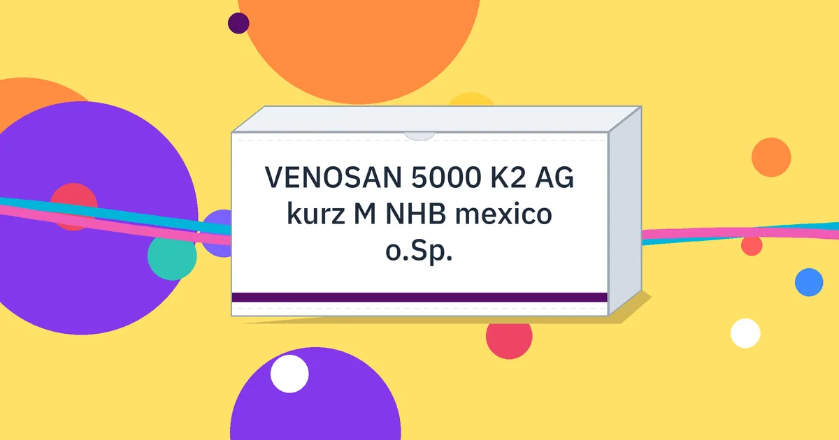 Symbolbild: Packung mit der Aufschrift VENOSAN 5000 K2 AG kurz M NHB mexico o.Sp. (PZN 14430655) – Verfügbarkeit und Bezug in Apotheken in Frankfurt am Main