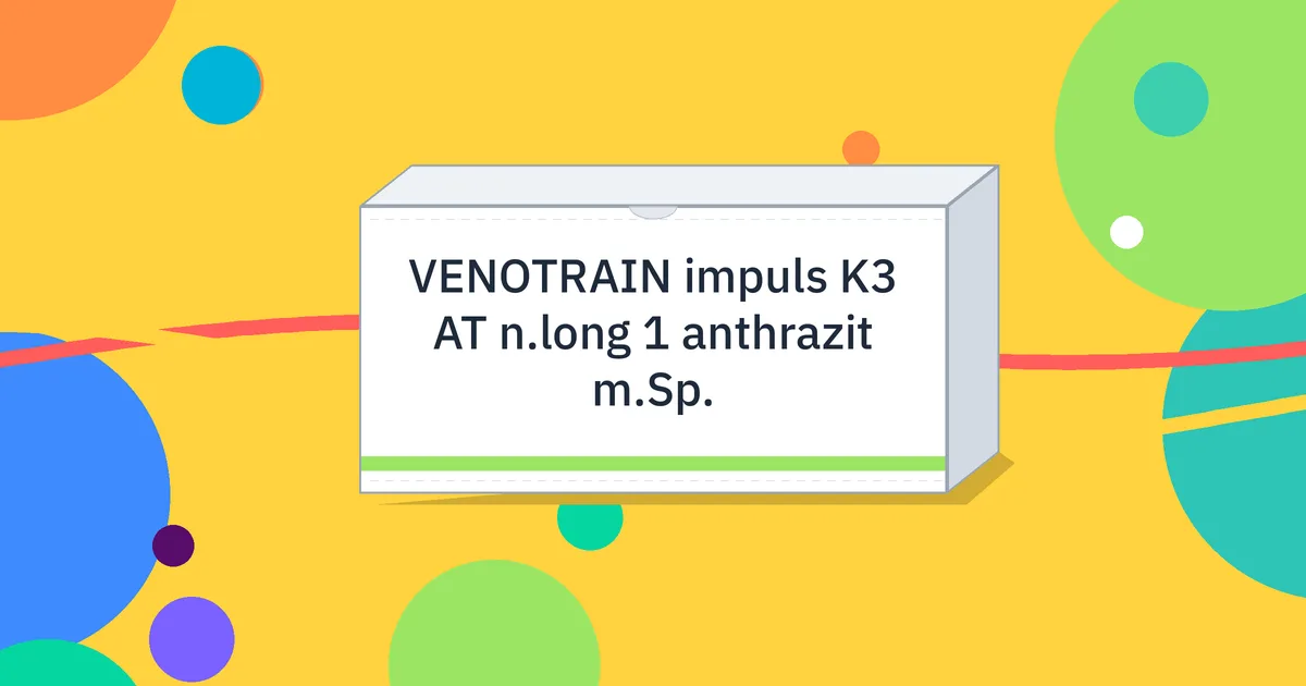 Symbolbild: Packung mit der Aufschrift VENOTRAIN impuls K3 AT n.long 1 anthrazit m.Sp. (PZN 19356768) – Verfügbarkeit und Bezug in Apotheken in Frankfurt am Main