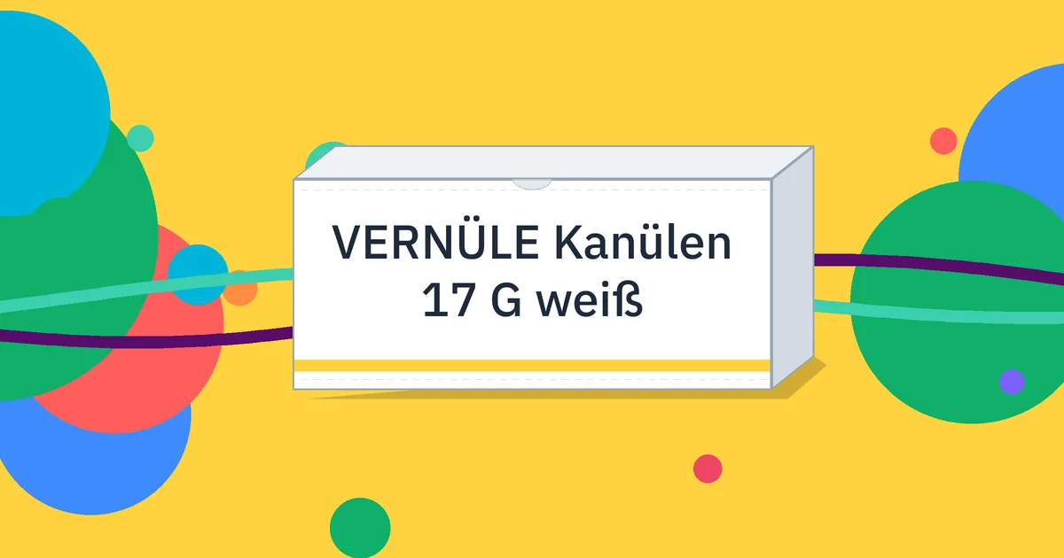 Symbolbild: Packung mit der Aufschrift VERNÜLE Kanülen 17 G weiß (PZN 09108006) – Verfügbarkeit und Bezug in Apotheken in Frankfurt am Main