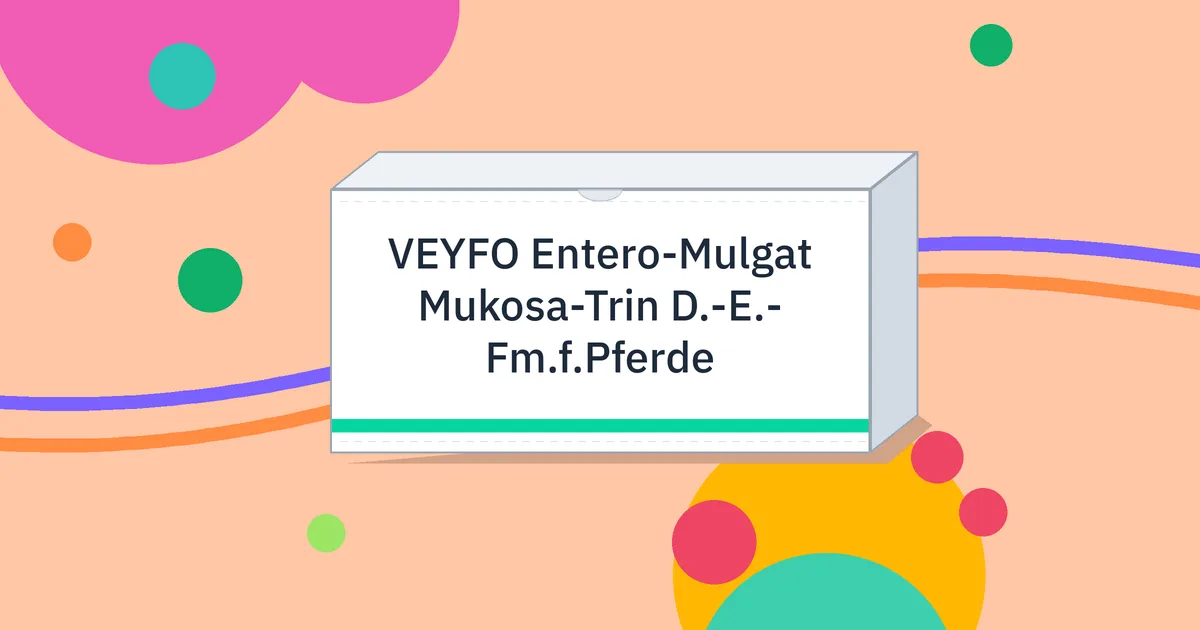 Symbolbild: Packung mit der Aufschrift VEYFO Entero-Mulgat Mukosa-Trin D.-E.-Fm.f.Pferde (PZN 18378704) – Verfügbarkeit und Bezug in Apotheken in Frankfurt am Main