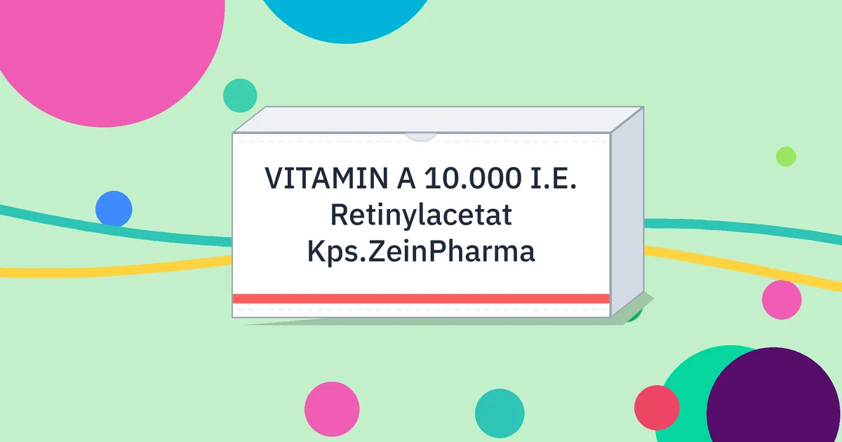 Symbolbild: Packung mit der Aufschrift VITAMIN A 10.000 I.E. Retinylacetat Kps.ZeinPharma (PZN 19371532) – Verfügbarkeit und Bezug in Apotheken in Frankfurt am Main