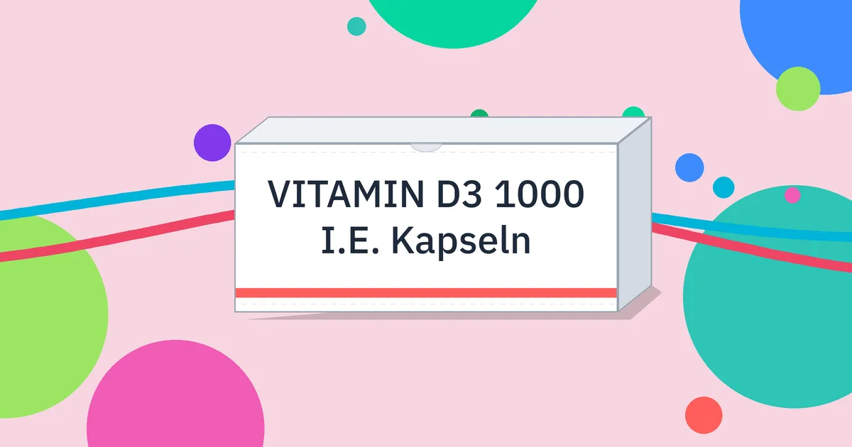 Symbolbild: Packung mit der Aufschrift VITAMIN D3 1000 I.E. Kapseln (PZN 11727165) – Verfügbarkeit und Bezug in Apotheken in Frankfurt am Main