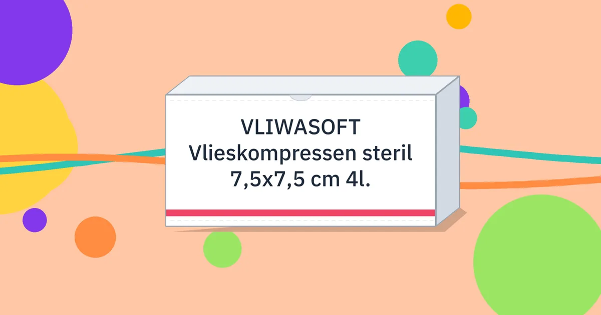 Symbolbild: Packung mit der Aufschrift VLIWASOFT Vlieskompressen steril 7,5x7,5 cm 4l. (PZN 15660104) – Verfügbarkeit und Bezug in Apotheken in Frankfurt am Main