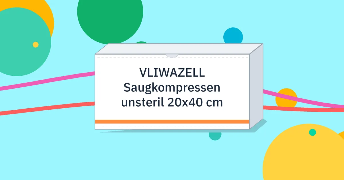 Symbolbild: Packung mit der Aufschrift VLIWAZELL Saugkompressen unsteril 20x40 cm (PZN 14444479) – Verfügbarkeit und Bezug in Apotheken in Frankfurt am Main