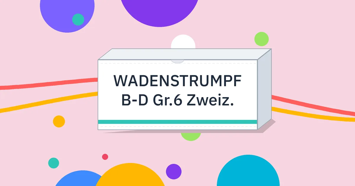 Symbolbild: Packung mit der Aufschrift WADENSTRUMPF B-D Gr.6 Zweiz. (PZN 02010037) – Verfügbarkeit und Bezug in Apotheken in Frankfurt am Main