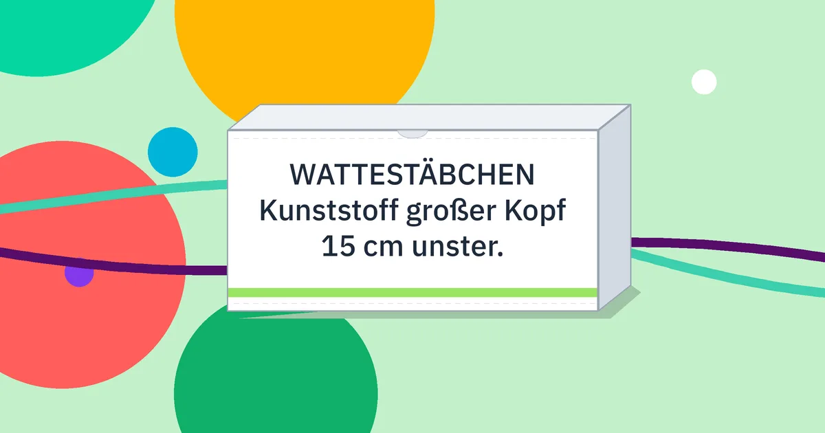 Symbolbild: Packung mit der Aufschrift WATTESTÄBCHEN Kunststoff großer Kopf 15 cm unster. (PZN 05018418) – Verfügbarkeit und Bezug in Apotheken in Frankfurt am Main