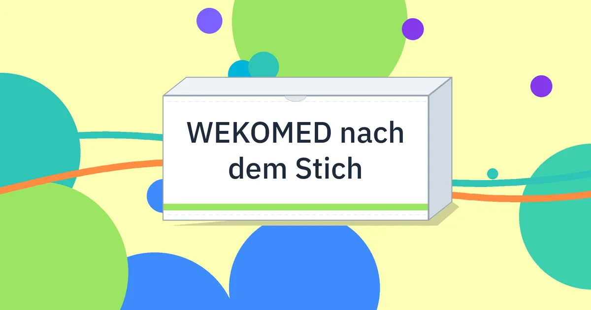 Symbolbild: Packung mit der Aufschrift WEKOMED nach dem Stich (PZN 07409318) – Verfügbarkeit und Bezug in Apotheken in Frankfurt am Main