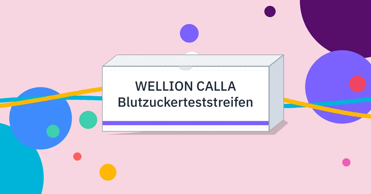 Symbolbild: Packung mit der Aufschrift WELLION CALLA Blutzuckerteststreifen (PZN 09710938) – Verfügbarkeit und Bezug in Apotheken in Frankfurt am Main