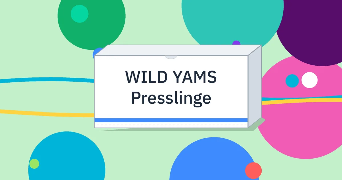 Symbolbild: Packung mit der Aufschrift WILD YAMS Presslinge (PZN 14040799) – Verfügbarkeit und Bezug in Apotheken in Frankfurt am Main