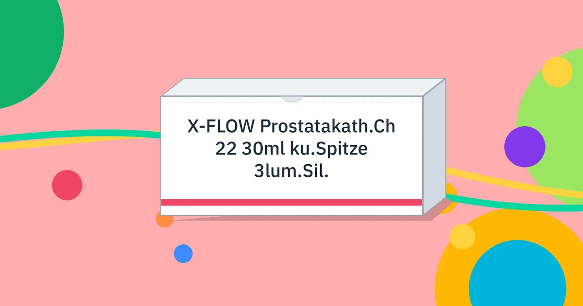 Symbolbild: Packung mit der Aufschrift X-FLOW Prostatakath.Ch 22 30ml ku.Spitze 3lum.Sil. (PZN 17508493) – Verfügbarkeit und Bezug in Apotheken in Frankfurt am Main