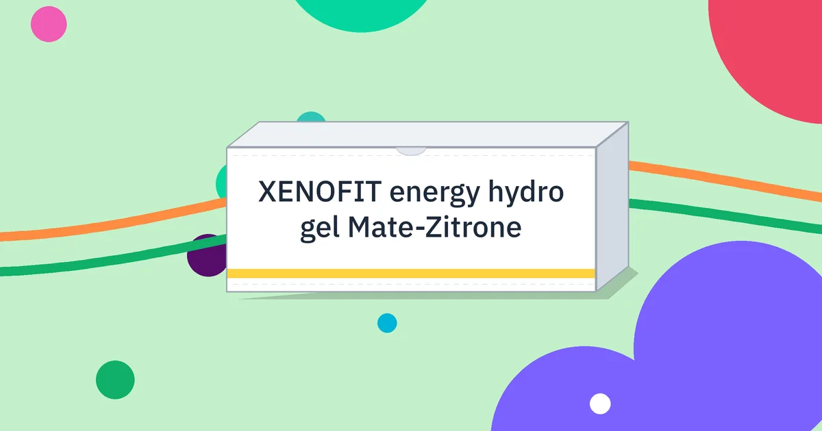 Symbolbild: Packung mit der Aufschrift XENOFIT energy hydro gel Mate-Zitrone (PZN 16154573) – Verfügbarkeit und Bezug in Apotheken in Frankfurt am Main