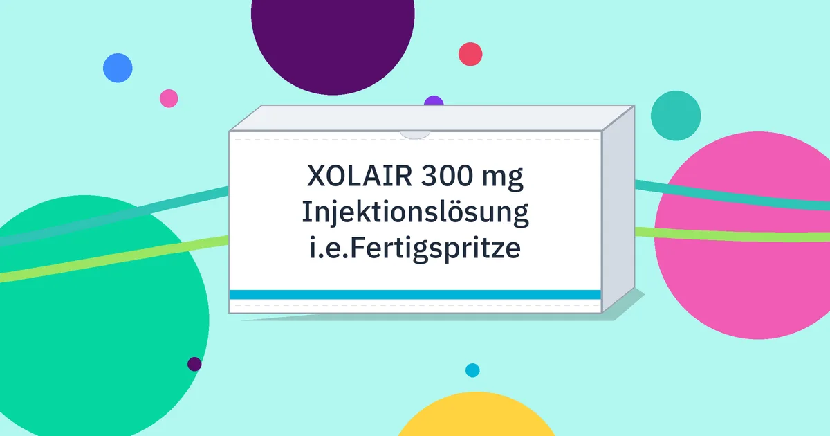 Symbolbild: Packung mit der Aufschrift XOLAIR 300 mg Injektionslösung i.e.Fertigspritze (PZN 19525366) – Verfügbarkeit und Bezug in Apotheken in Frankfurt am Main