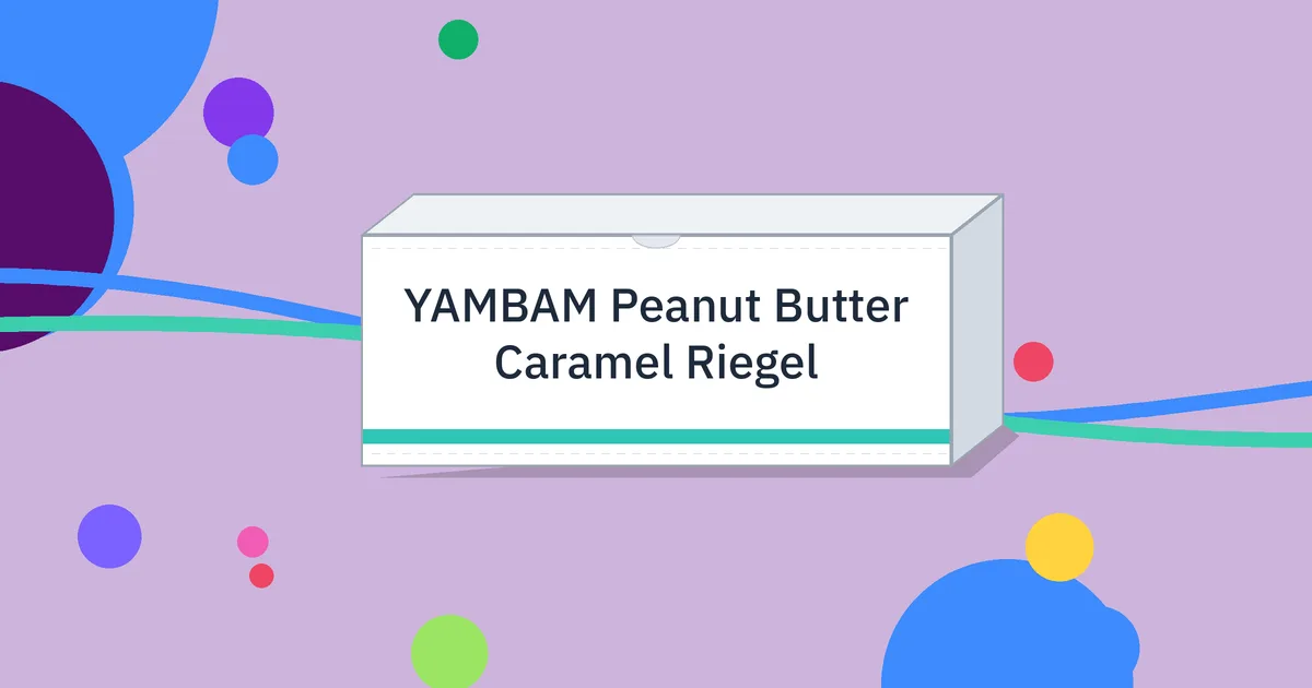 Symbolbild: Packung mit der Aufschrift YAMBAM Peanut Butter Caramel Riegel (PZN 11035421) – Verfügbarkeit und Bezug in Apotheken in Frankfurt am Main