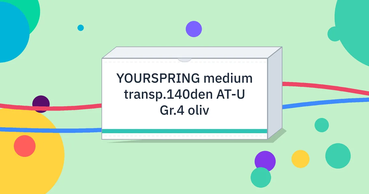 Symbolbild: Packung mit der Aufschrift YOURSPRING medium transp.140den AT-U Gr.4 oliv (PZN 18057644) – Verfügbarkeit und Bezug in Apotheken in Frankfurt am Main