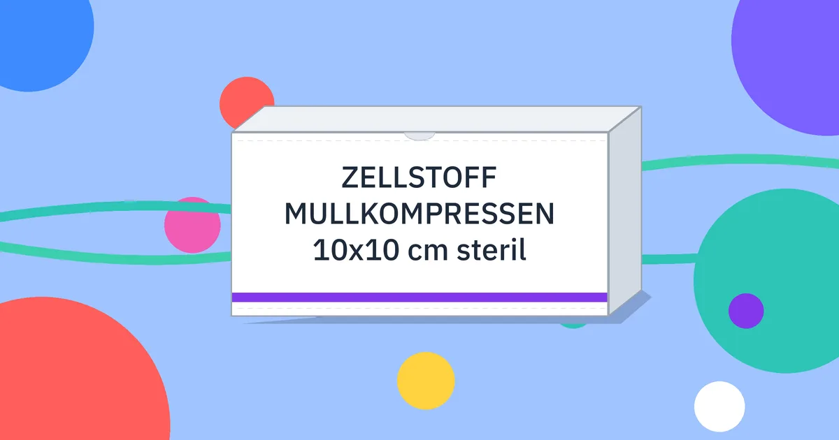 Symbolbild: Packung mit der Aufschrift ZELLSTOFF MULLKOMPRESSEN 10x10 cm steril (PZN 07218073) – Verfügbarkeit und Bezug in Apotheken in Frankfurt am Main