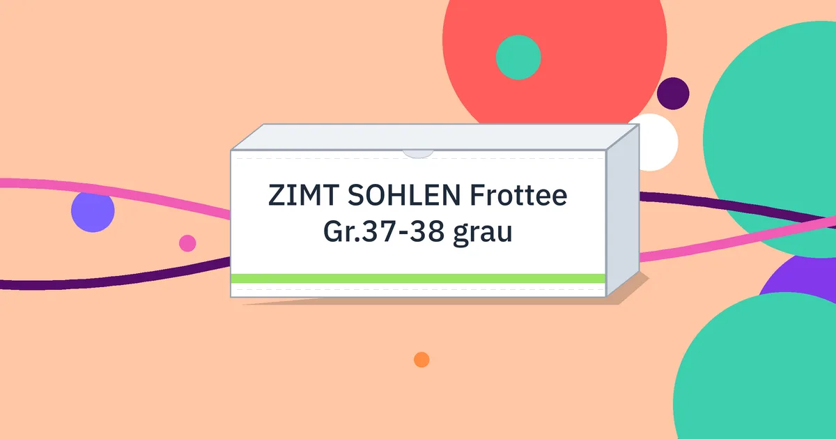 Symbolbild: Packung mit der Aufschrift ZIMT SOHLEN Frottee Gr.37-38 grau (PZN 19265876) – Verfügbarkeit und Bezug in Apotheken in Frankfurt am Main