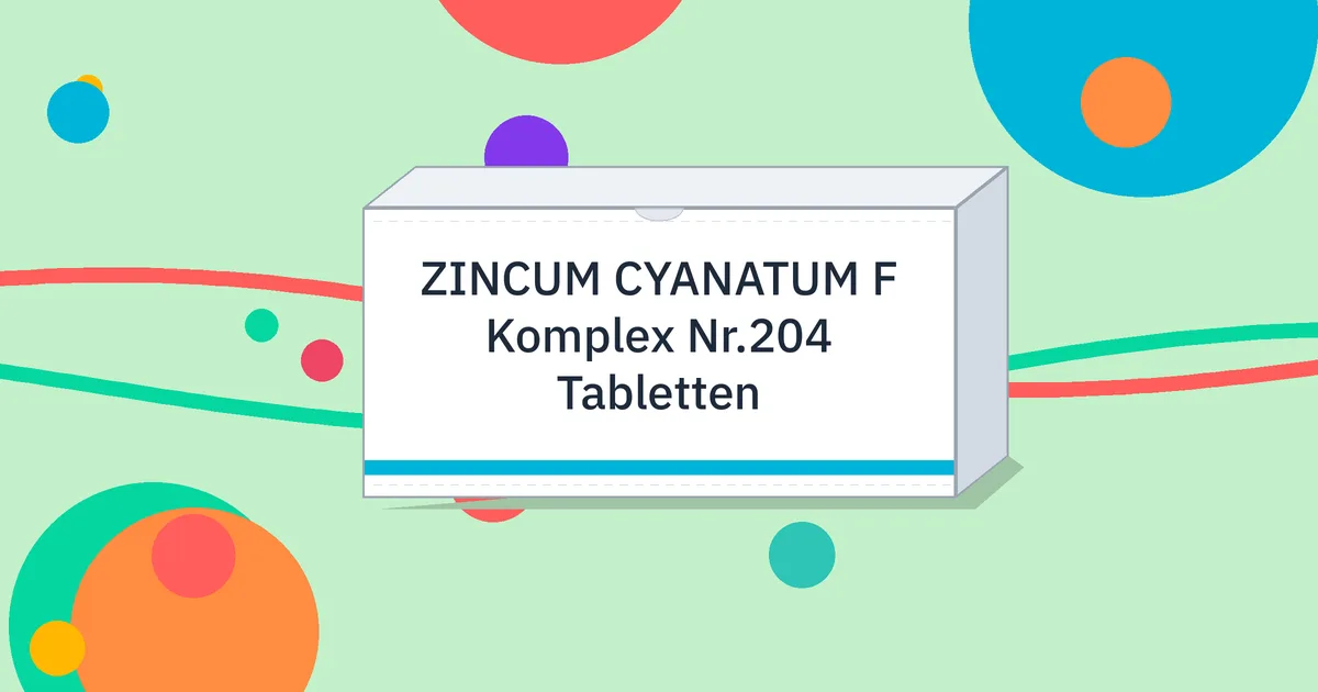 Symbolbild: Packung mit der Aufschrift ZINCUM CYANATUM F Komplex Nr.204 Tabletten (PZN 04484845) – Verfügbarkeit und Bezug in Apotheken in Frankfurt am Main