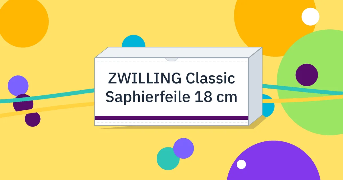 Symbolbild: Packung mit der Aufschrift ZWILLING Classic Saphierfeile 18 cm (PZN 02039029) – Verfügbarkeit und Bezug in Apotheken in Frankfurt am Main
