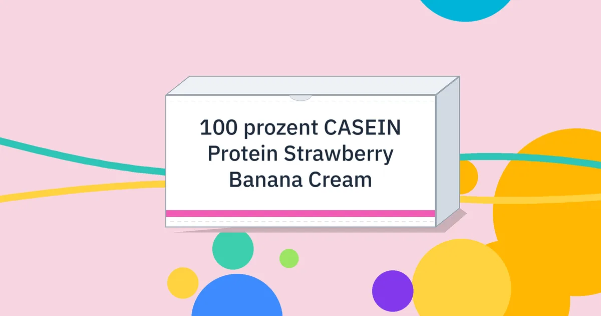 Symbolbild: Packung mit der Aufschrift 100 prozent CASEIN Protein Strawberry Banana Cream (PZN 13364838) – Verfügbarkeit und Bezug in Apotheken in Frankfurt am Main