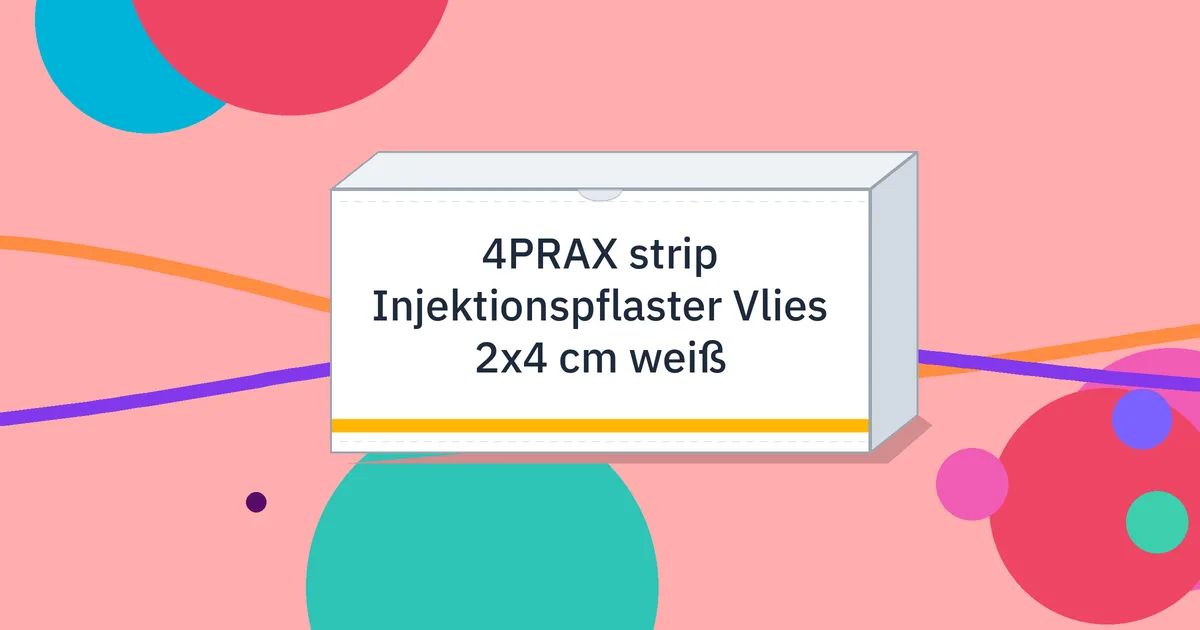 Symbolbild: Packung mit der Aufschrift 4PRAX strip Injektionspflaster Vlies 2x4 cm weiß (PZN 20231167) – Verfügbarkeit und Bezug in Apotheken in Frankfurt am Main
