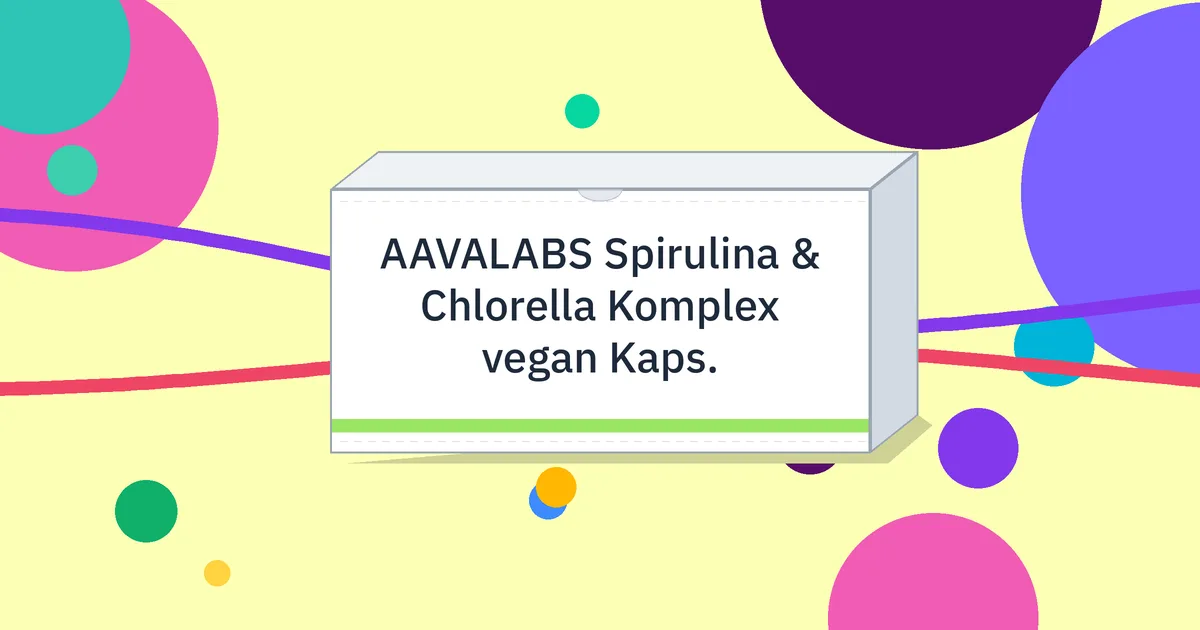 Symbolbild: Packung mit der Aufschrift AAVALABS Spirulina & Chlorella Komplex vegan Kaps. (PZN 18107282) – Verfügbarkeit und Bezug in Apotheken in Frankfurt am Main