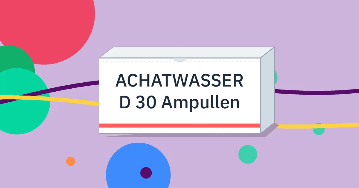 Symbolbild: Packung mit der Aufschrift ACHATWASSER D 30 Ampullen (PZN 00436507) – Verfügbarkeit und Bezug in Apotheken in Frankfurt am Main