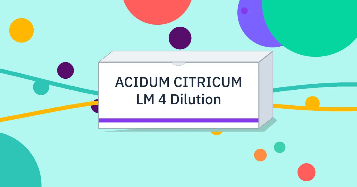 Symbolbild: Packung mit der Aufschrift ACIDUM CITRICUM LM 4 Dilution (PZN 13273308) – Verfügbarkeit und Bezug in Apotheken in Frankfurt am Main
