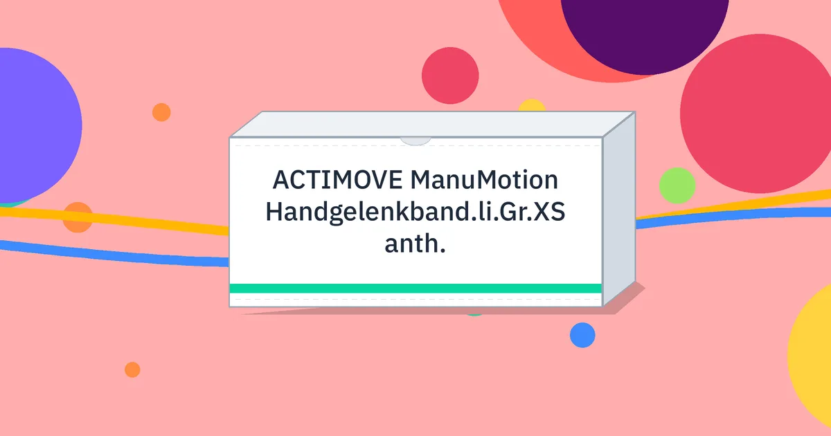 Symbolbild: Packung mit der Aufschrift ACTIMOVE ManuMotion Handgelenkband.li.Gr.XS anth. (PZN 17948312) – Verfügbarkeit und Bezug in Apotheken in Frankfurt am Main