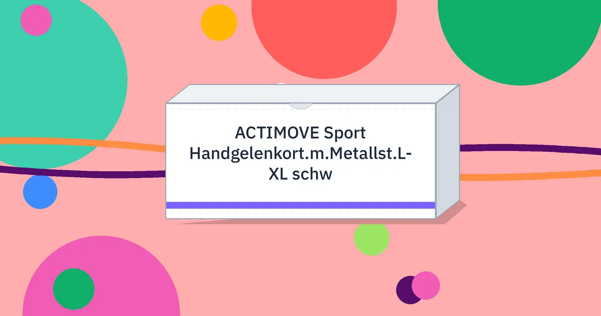 Symbolbild: Packung mit der Aufschrift ACTIMOVE Sport Handgelenkort.m.Metallst.L-XL schw (PZN 18328600) – Verfügbarkeit und Bezug in Apotheken in Frankfurt am Main