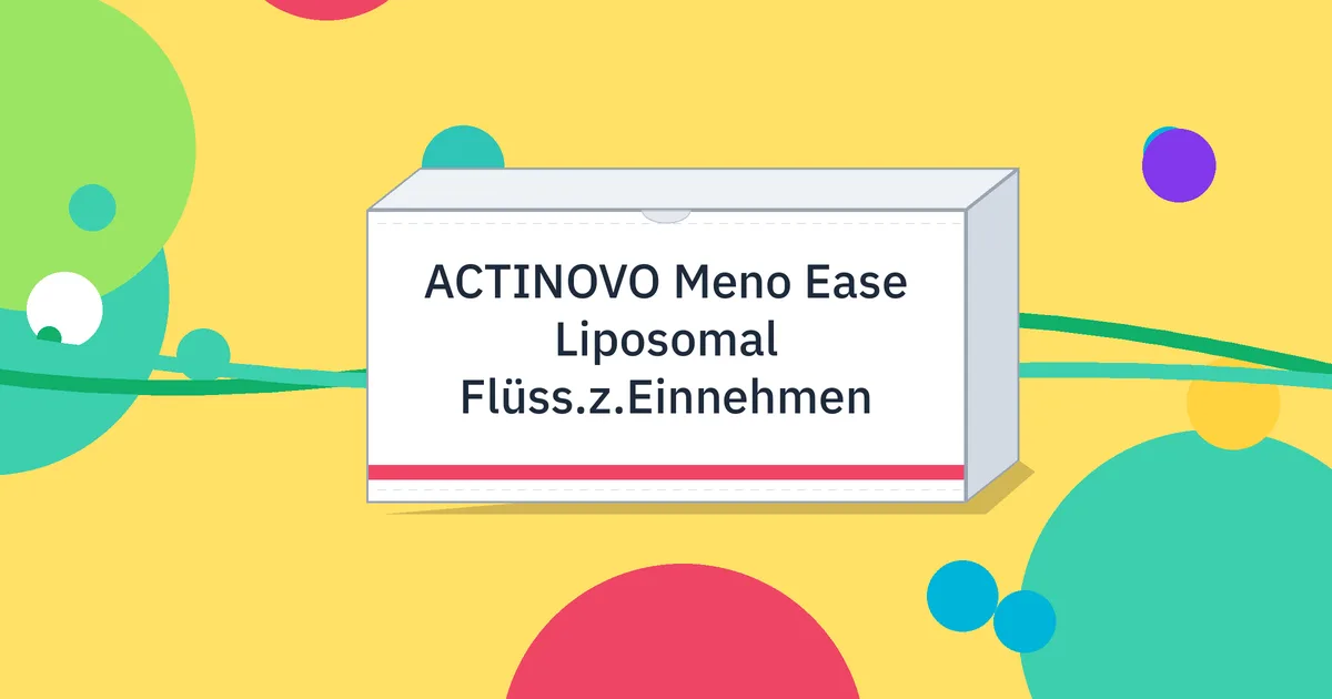 Symbolbild: Packung mit der Aufschrift ACTINOVO Meno Ease Liposomal Flüss.z.Einnehmen (PZN 20621968) – Verfügbarkeit und Bezug in Apotheken in Frankfurt am Main