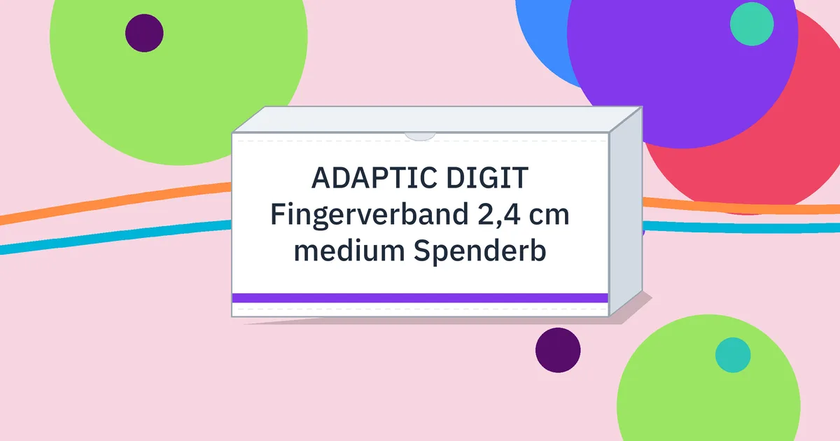 Symbolbild: Packung mit der Aufschrift ADAPTIC DIGIT Fingerverband 2,4 cm medium Spenderb (PZN 11318260) – Verfügbarkeit und Bezug in Apotheken in Frankfurt am Main