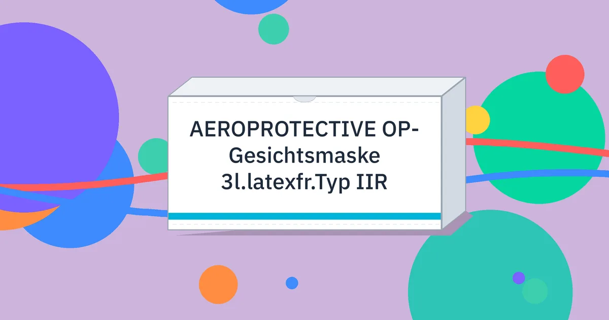 Symbolbild: Packung mit der Aufschrift AEROPROTECTIVE OP-Gesichtsmaske 3l.latexfr.Typ IIR (PZN 16803422) – Verfügbarkeit und Bezug in Apotheken in Frankfurt am Main