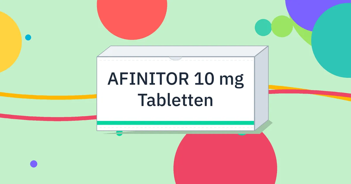 Symbolbild: Packung mit der Aufschrift AFINITOR 10 mg Tabletten (PZN 18116453) – Verfügbarkeit und Bezug in Apotheken in Frankfurt am Main