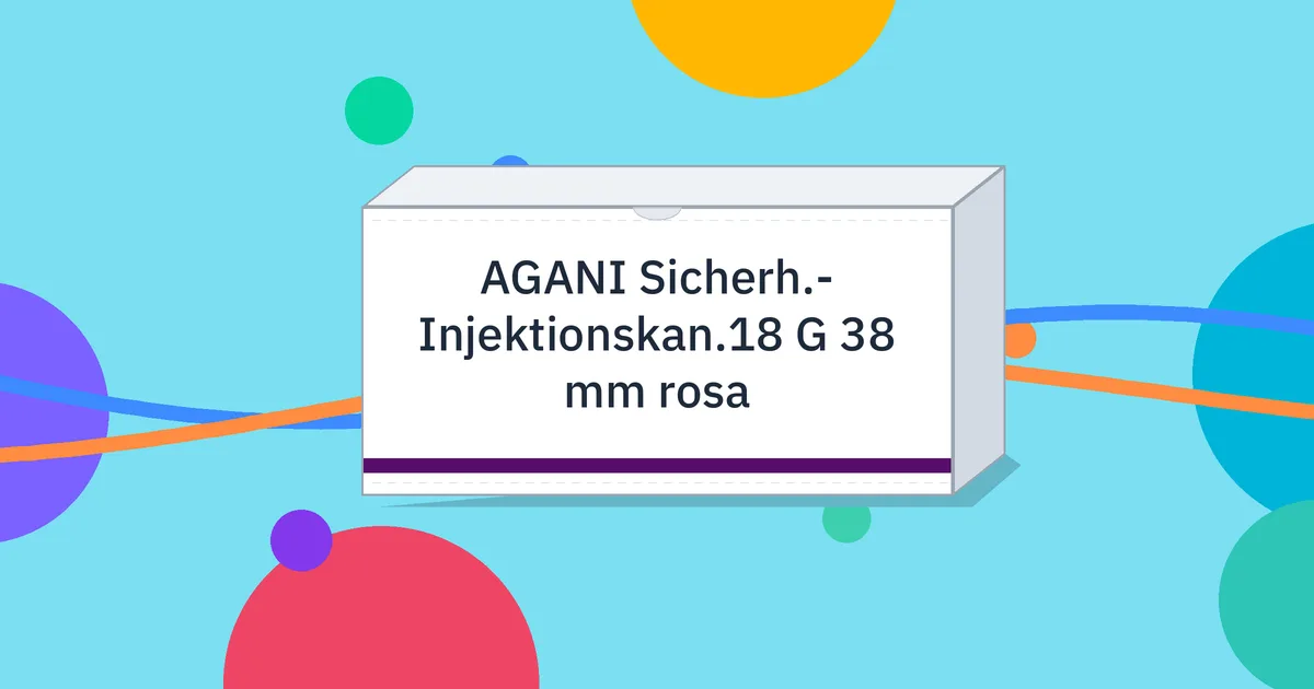 Symbolbild: Packung mit der Aufschrift AGANI Sicherh.-Injektionskan.18 G 38 mm rosa (PZN 17630343) – Verfügbarkeit und Bezug in Apotheken in Frankfurt am Main