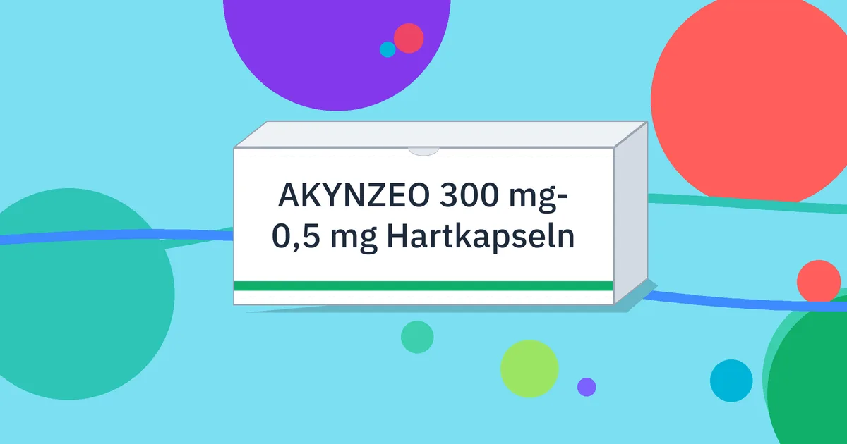 Symbolbild: Packung mit der Aufschrift AKYNZEO 300 mg-0,5 mg Hartkapseln (PZN 18761857) – Verfügbarkeit und Bezug in Apotheken in Frankfurt am Main