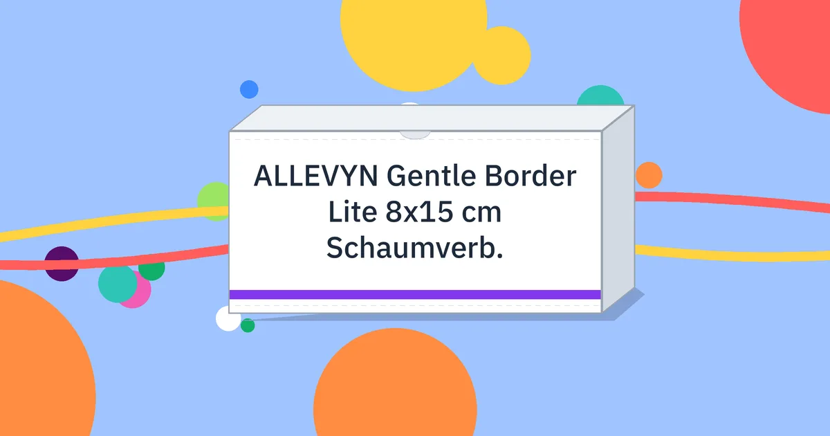 Symbolbild: Packung mit der Aufschrift ALLEVYN Gentle Border Lite 8x15 cm Schaumverb. (PZN 14032280) – Verfügbarkeit und Bezug in Apotheken in Frankfurt am Main