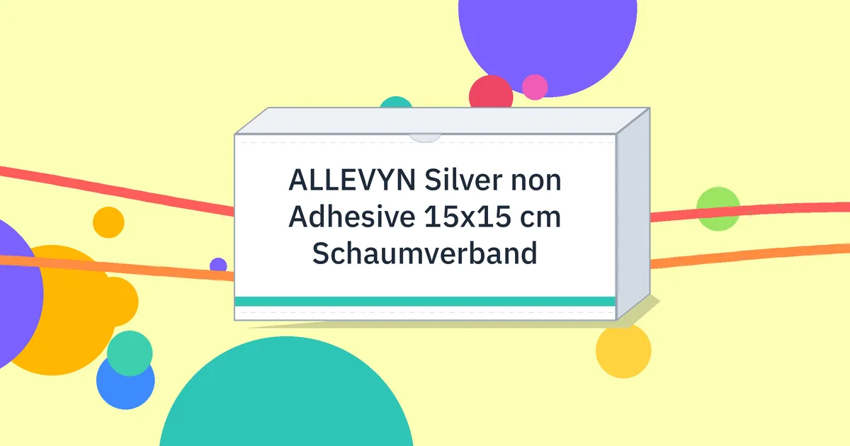 Symbolbild: Packung mit der Aufschrift ALLEVYN Silver non Adhesive 15x15 cm Schaumverband (PZN 16515686) – Verfügbarkeit und Bezug in Apotheken in Frankfurt am Main