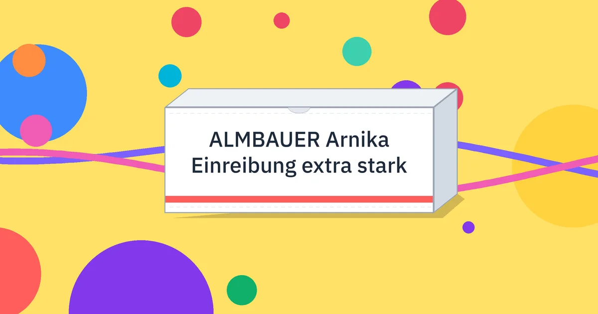 Symbolbild: Packung mit der Aufschrift ALMBAUER Arnika Einreibung extra stark (PZN 06437086) – Verfügbarkeit und Bezug in Apotheken in Frankfurt am Main