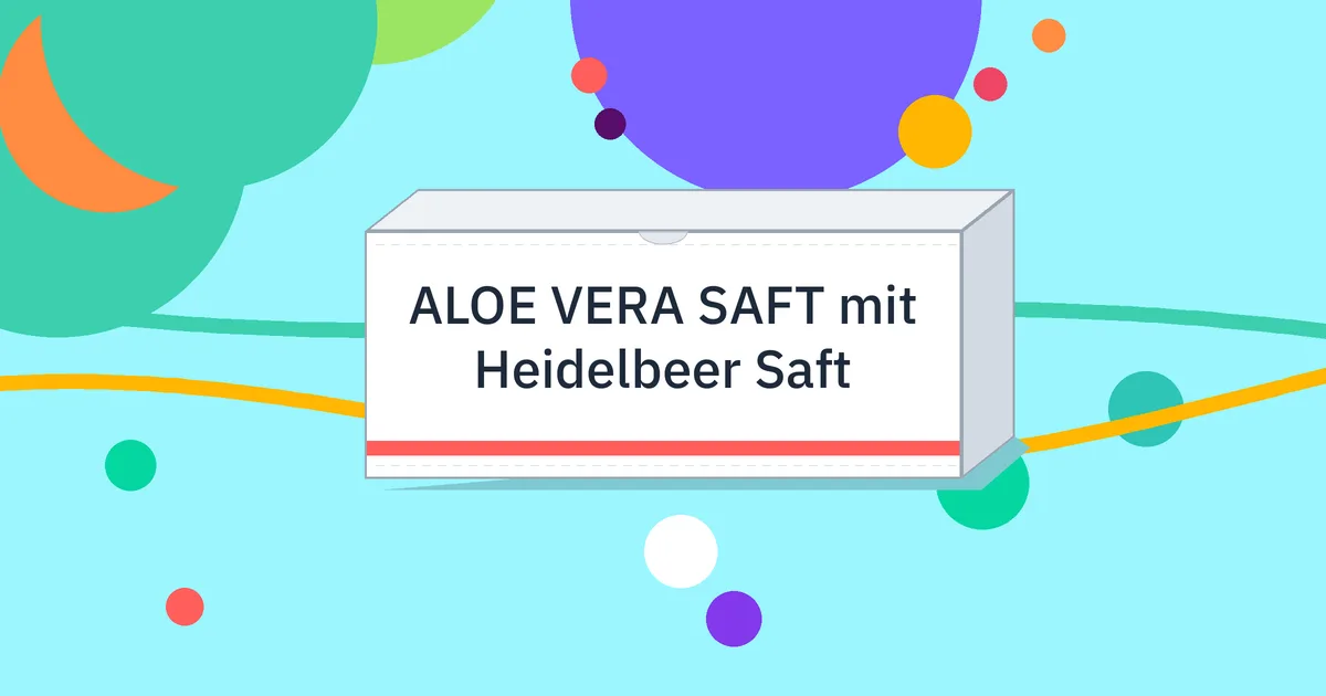 Symbolbild: Packung mit der Aufschrift ALOE VERA SAFT mit Heidelbeer Saft (PZN 08446155) – Verfügbarkeit und Bezug in Apotheken in Frankfurt am Main