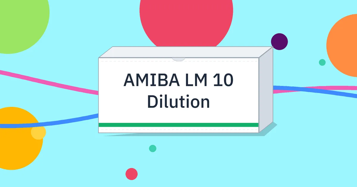 Symbolbild: Packung mit der Aufschrift AMIBA LM 10 Dilution (PZN 13318519) – Verfügbarkeit und Bezug in Apotheken in Frankfurt am Main